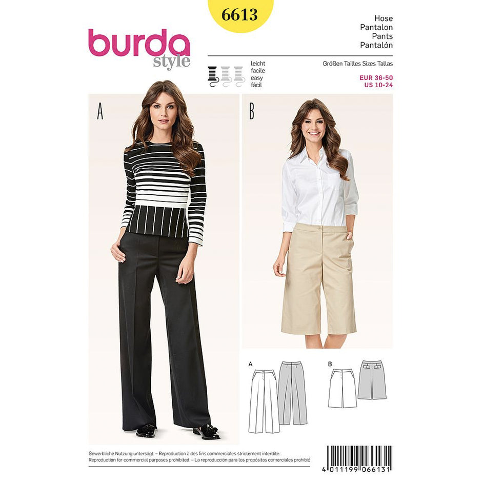 Patron pantalons/combinaisons Burda, Mercerie en ligne - Jaspe Couture