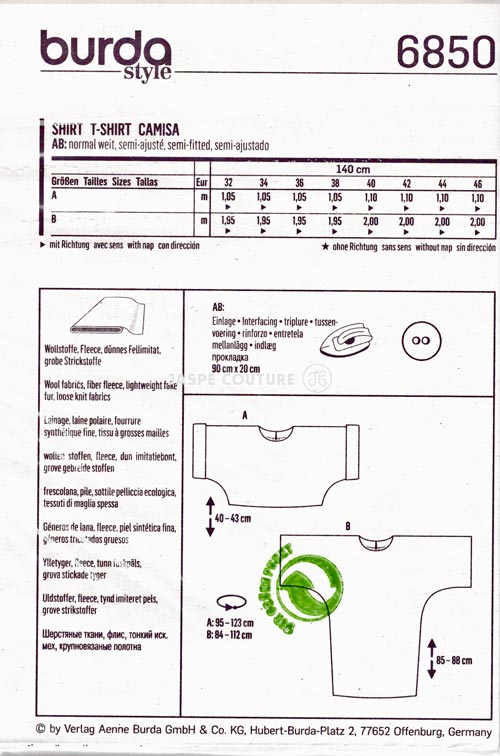 Patron Burda 6850 robe et T-shirt— Jaspe Couture