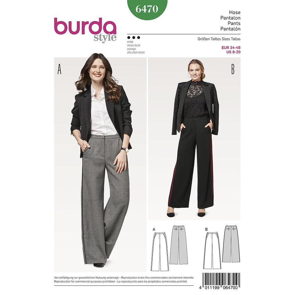 Patron pantalons/combinaisons Burda, Mercerie en ligne - Jaspe Couture